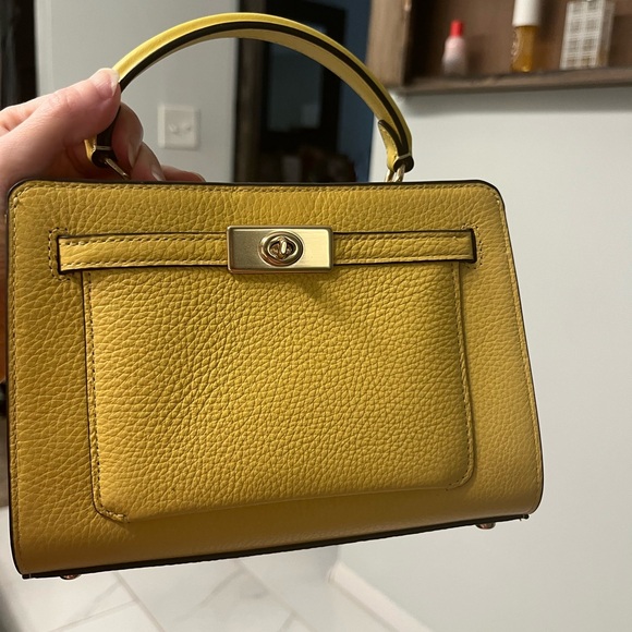 Coach | Bags | Coach Yellow Satchel With Pebbled Leather Finish | Poshmark